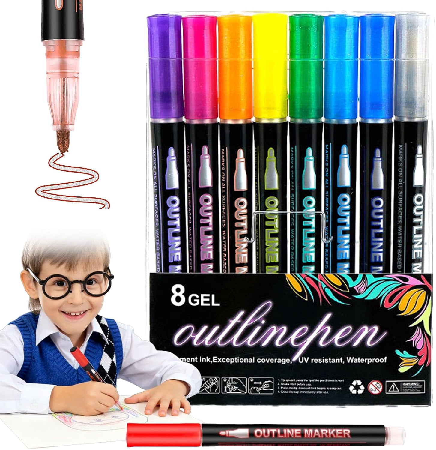 Outline Pens Metallic, Dreamy Sparkle Dual-Line Contour Pen, Dreamy ...