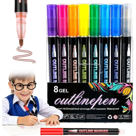 Outline Pens Metallic, Dreamy Sparkle Dual-Line Contour Pen, Dreamy ...