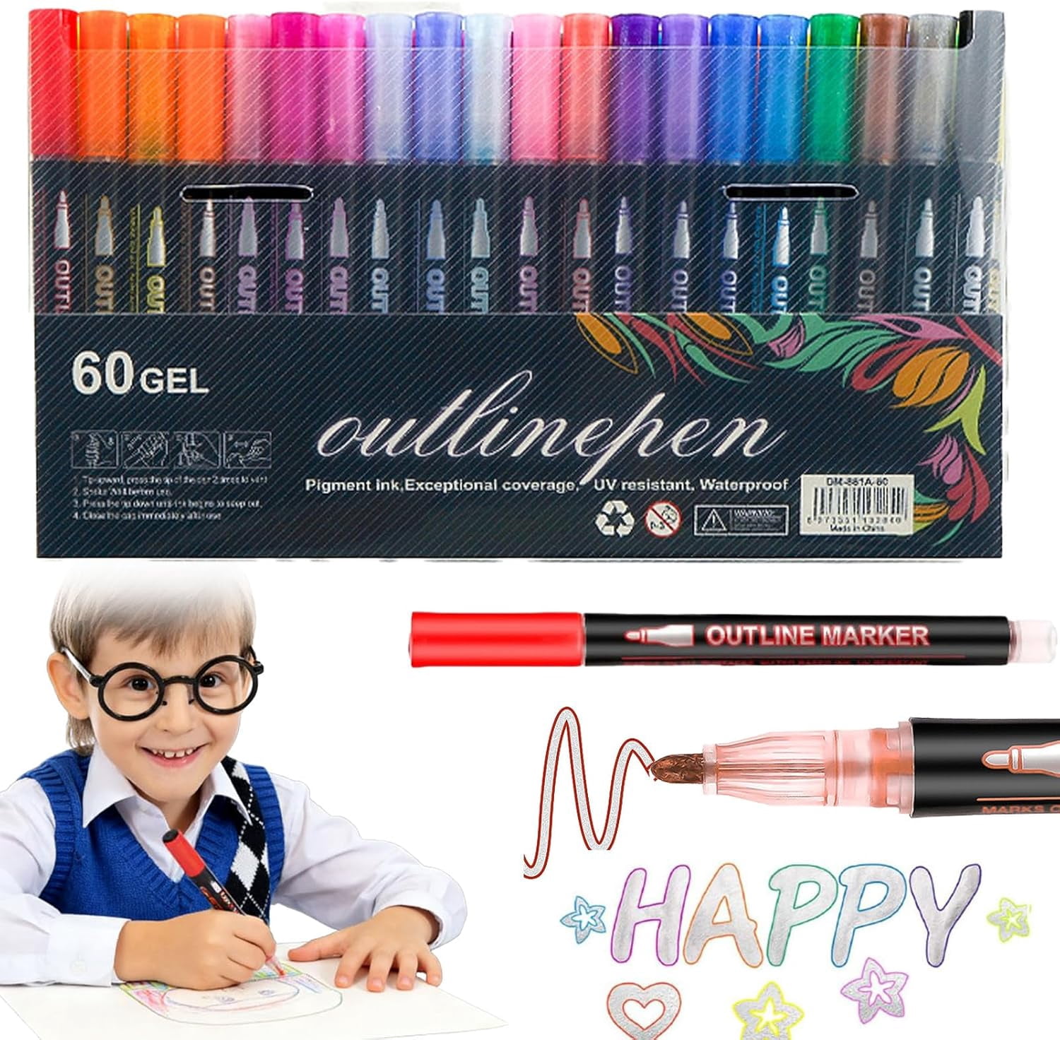 Outline Pens Metallic, Dreamy Sparkle Dual-Line Contour Pen, Dreamy ...