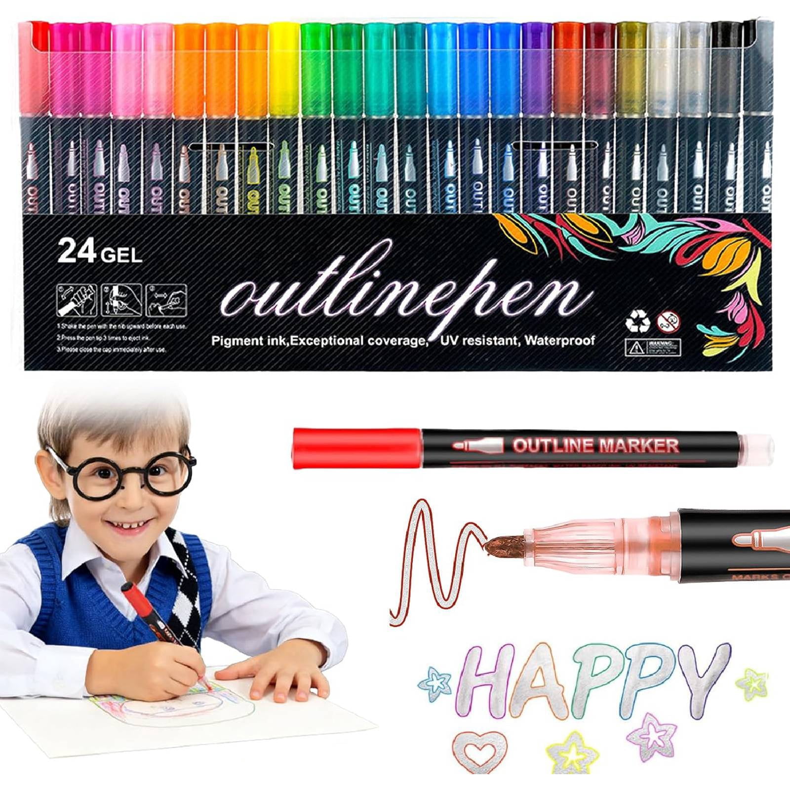 Outline Pens Metallic, Dreamy Sparkle Dual-Line Contour Pen, Dreamy ...