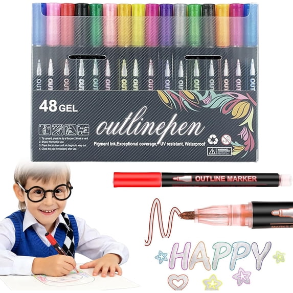 Outline Pens Metallic, Dreamy Sparkle Dual-Line Contour Pen, Dreamy ...