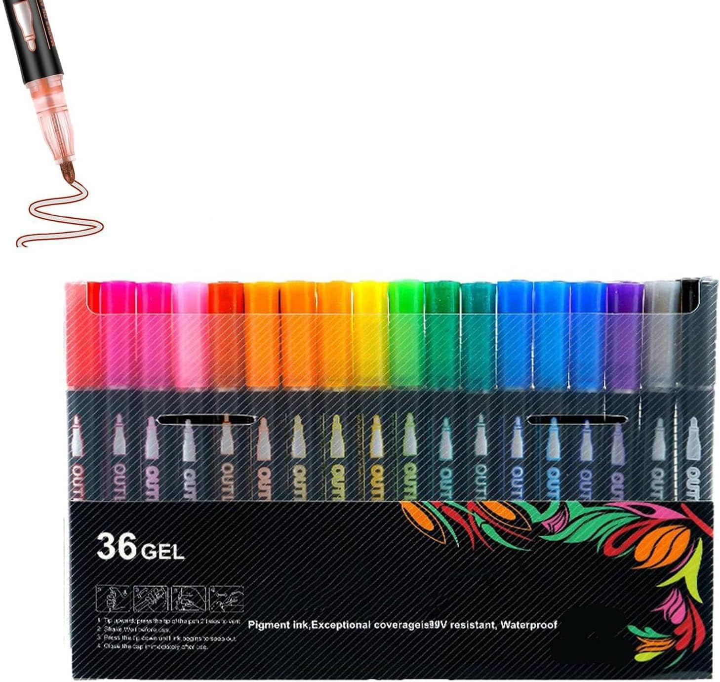 Outline Pens, Outline Pens Metallic, Double Line Outline Art Pen Marker ...