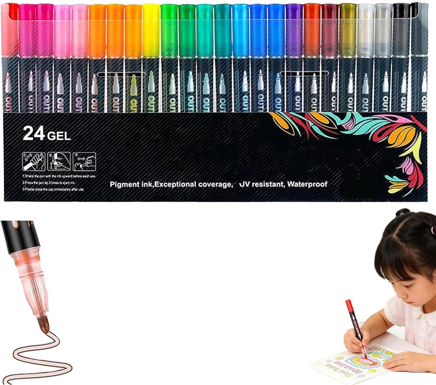 Outline Shimmer Markers, Dreamy Sparkle Dual-Line Contour Pen, 8/12/24 ...