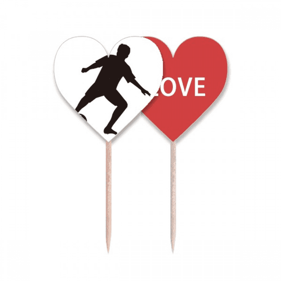 Outline Soccer Football Sports Toothpick Flag LOVE Heart Lable Cupcake ...