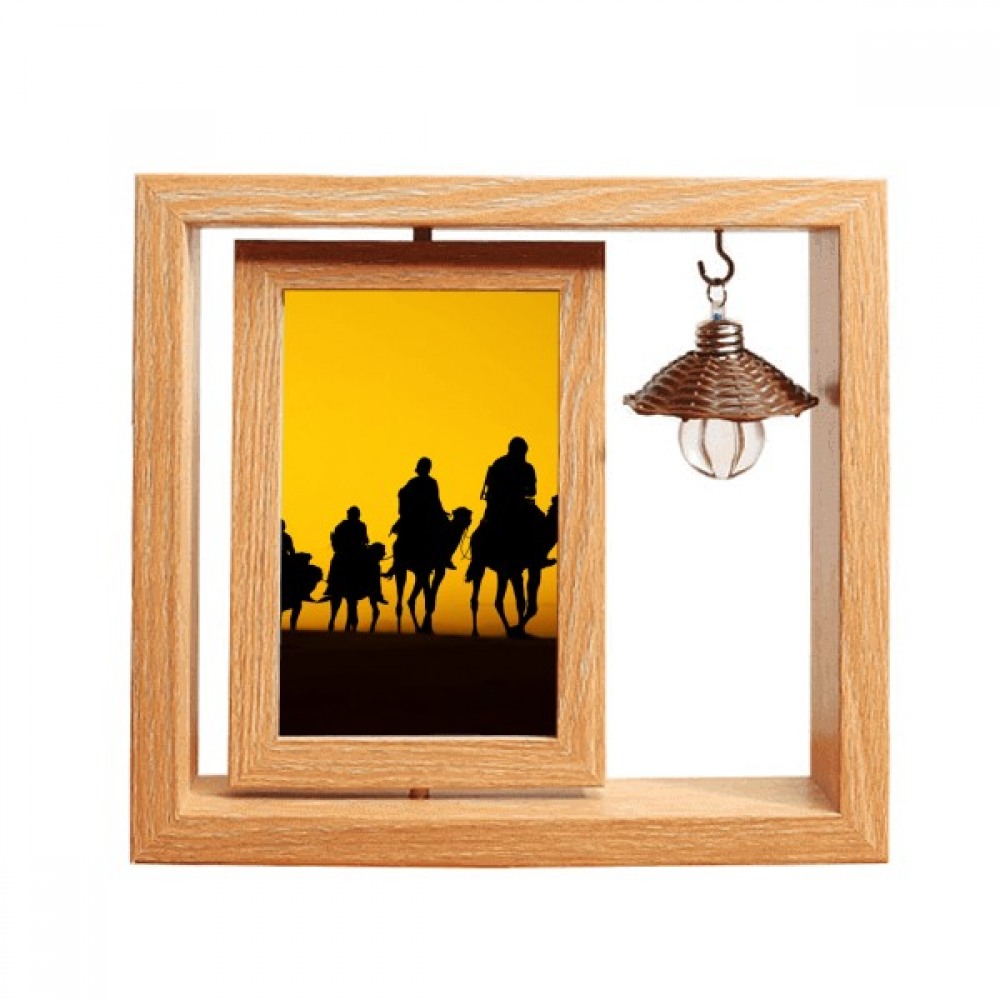Outline Sunset Journey Silk Road Camel Desert Wooden Rotating Picture ...