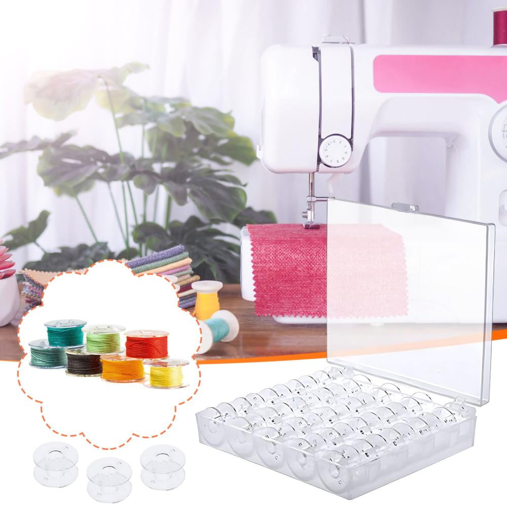 Outoloxit 25Pcs Plastic Sewing Bobbins with Storage Box, Clear Empty ...