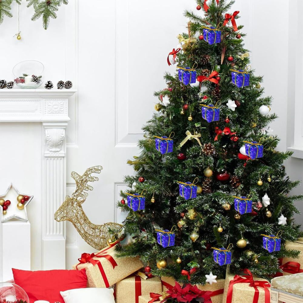 Outoloxit 3 Inch Christmas Ornament and Gift Box Set, Festive Foam Tree ...