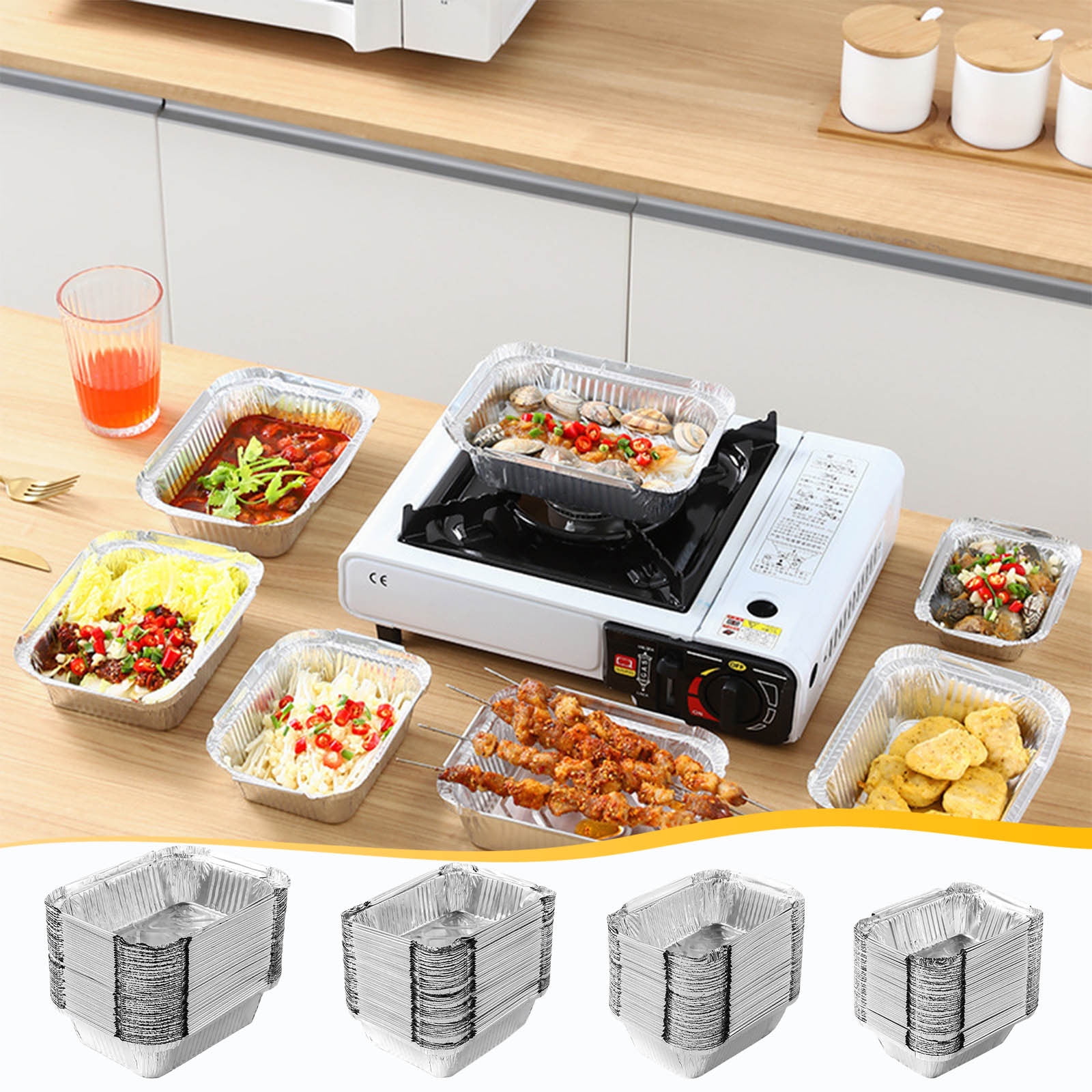 Outoloxit 50-Pack Disposable Aluminum Baking Pans for Oven, Grill, and ...