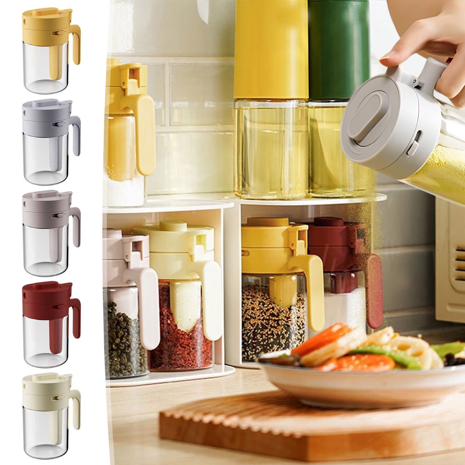 Outoloxit 6-Pack Glass Spice Jars with Lids and Spoons, Lock-Tight ...