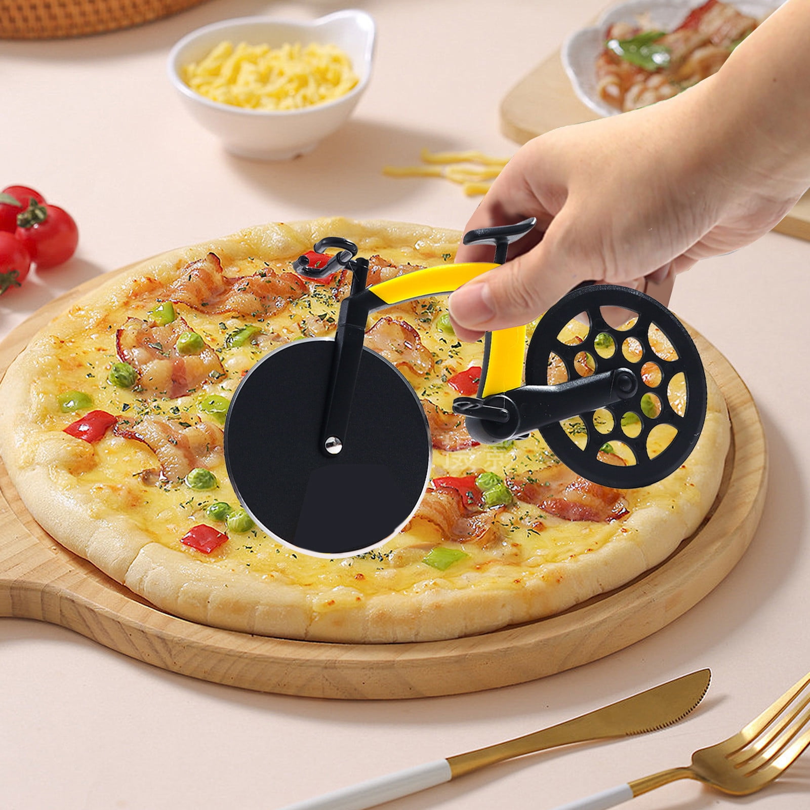 Outoloxit Bicycle Pizza Cutter Stainless Steel Pizza Cutter Wheel Easy ...