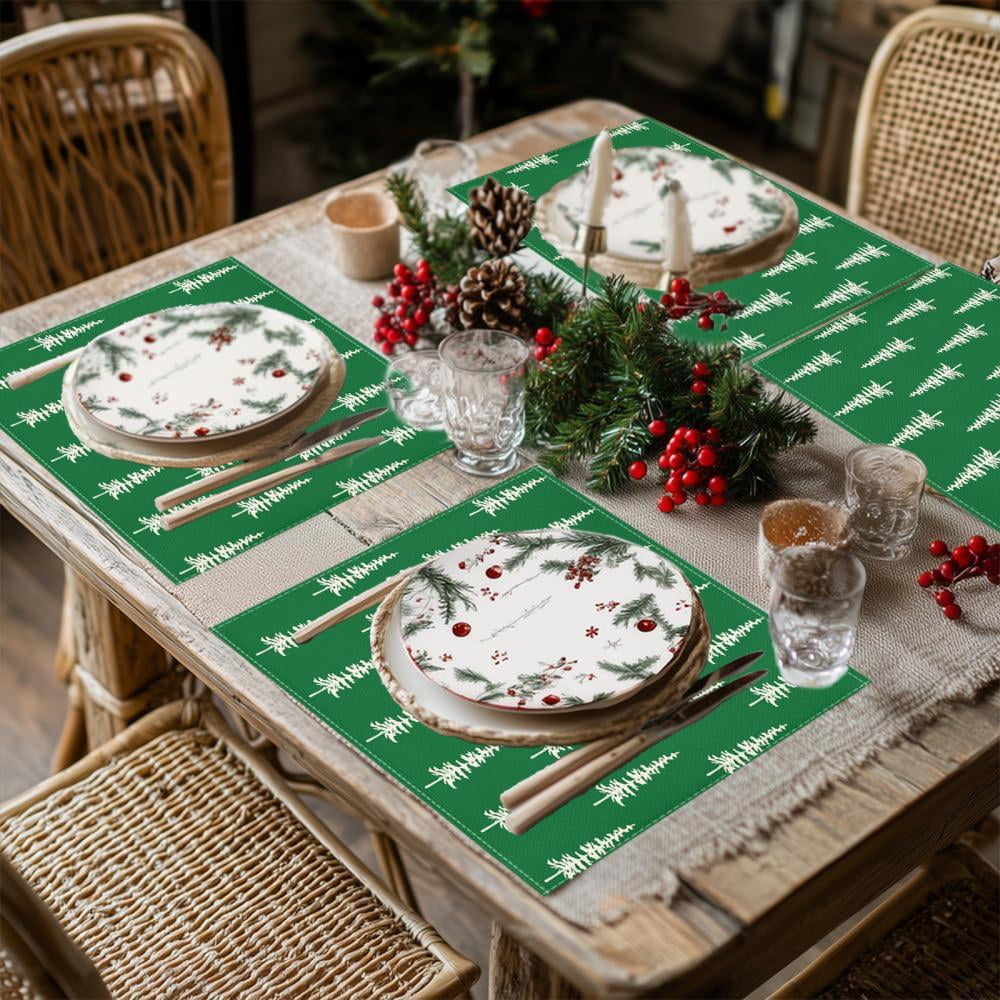 Outoloxit Christmas Tree Placemats 12x18 Inches Heat Resistant for ...