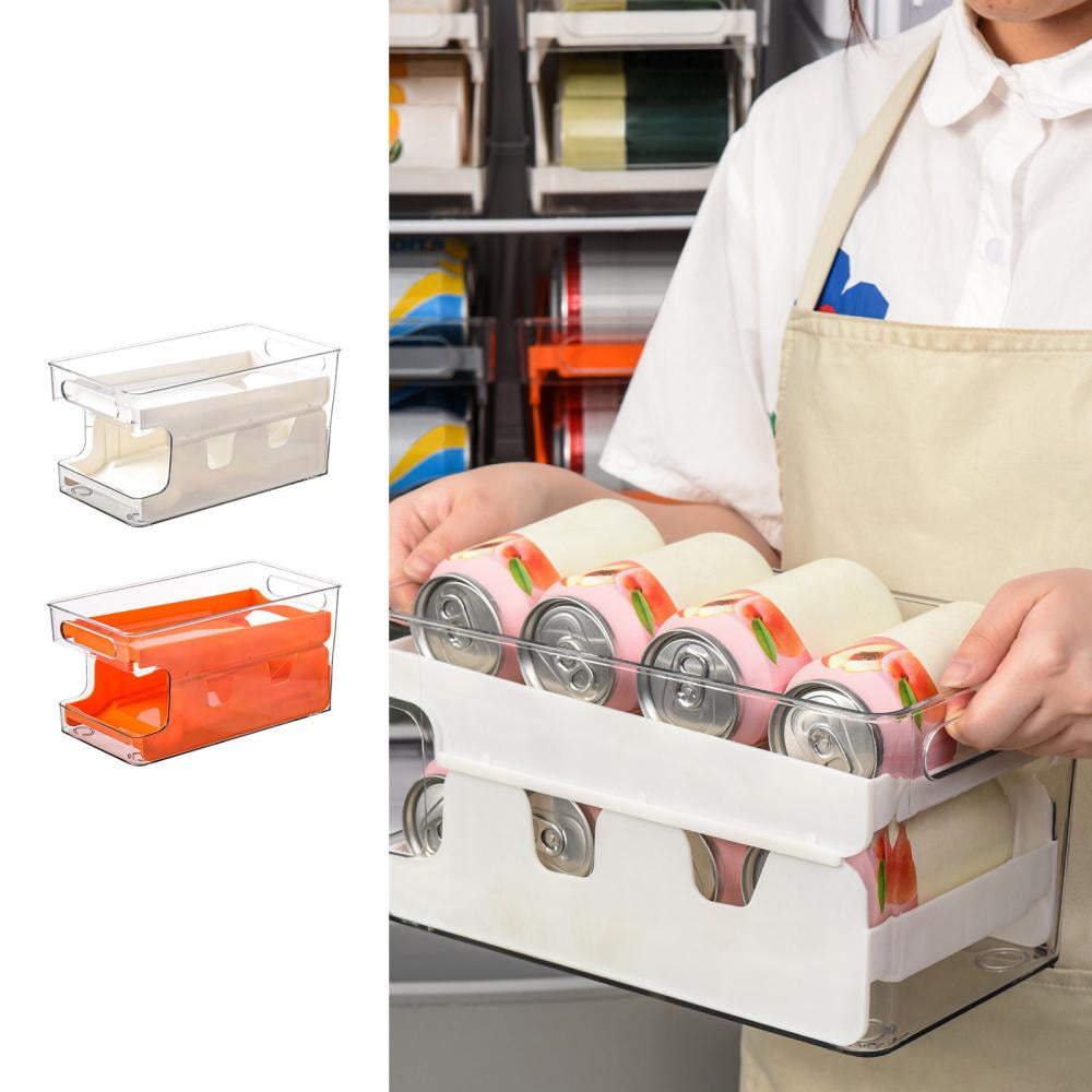 Outoloxit Double Layer Automatic Rolling Can Organizer for Refrigerator ...