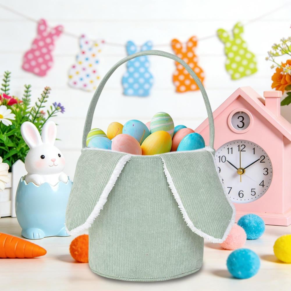 Outoloxit Easter Basket Corduroy Rabbit Ear Handheld for Egg Hunts and ...