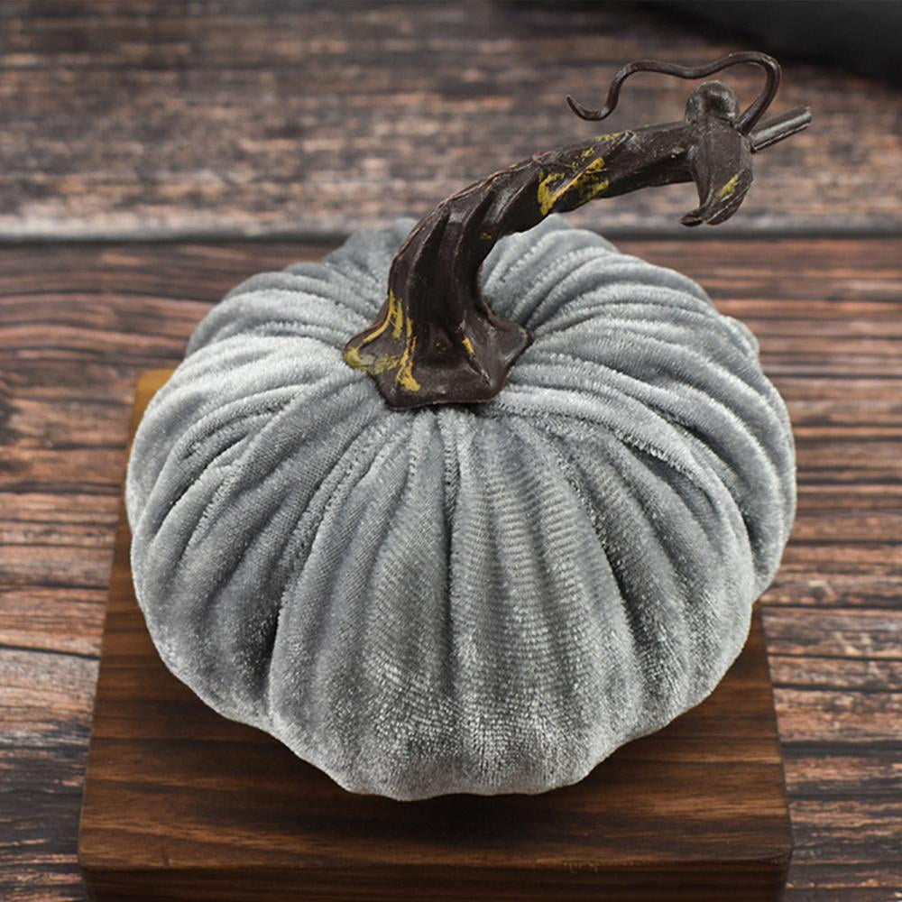 Outoloxit Fall Decor, Velvet-Stuffed Decorative Pumpkin Accent, Durable ...