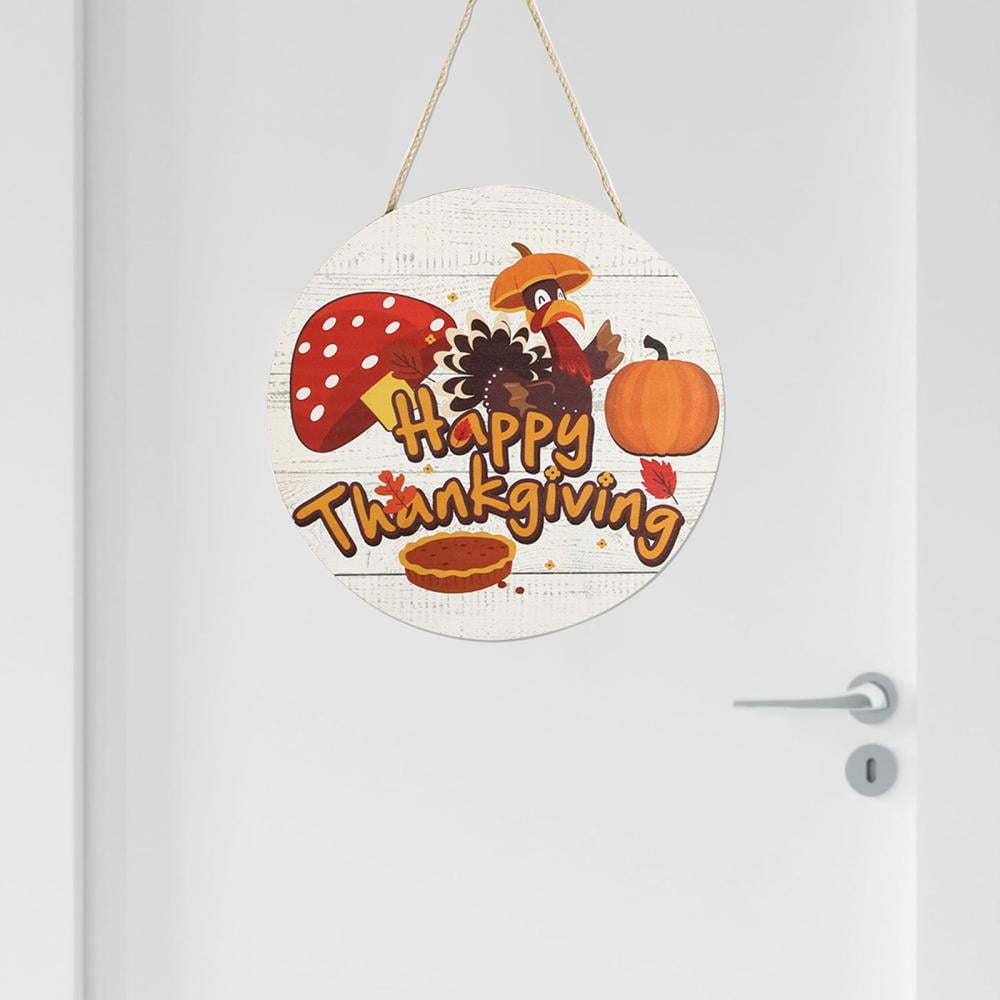 Outoloxit Fall Decor, Wooden Thanksgiving Door Hanging Sign, Engraved ...