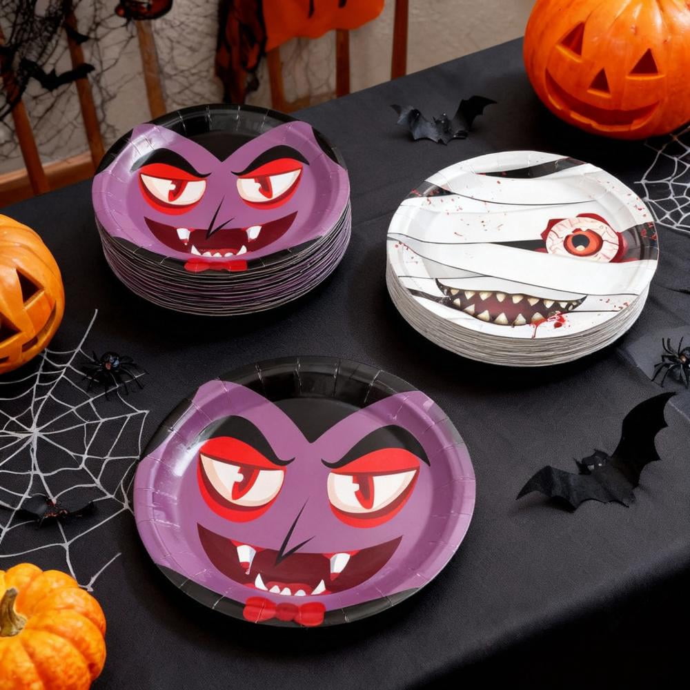 Outoloxit Halloween Paper Plates 10 Pcs Disposable Dinnerware Set with ...