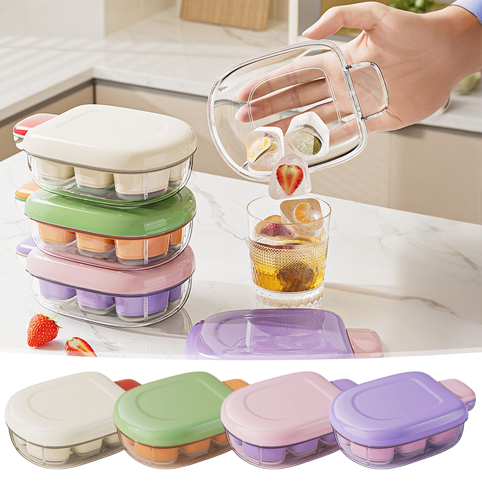 Outoloxit ICE Tray Easy Release, Food Grade Silicone Ice Mold Maker ...