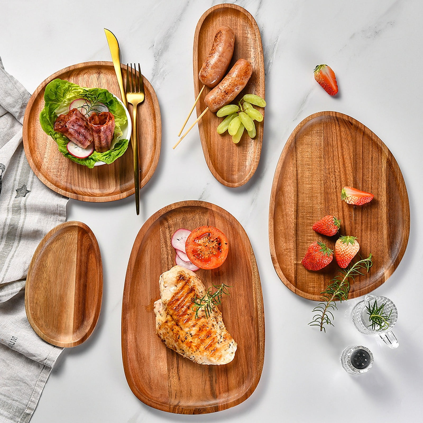 Outoloxit Japanese Wood Tray, Bento Plates for Appetizers, Sushi ...