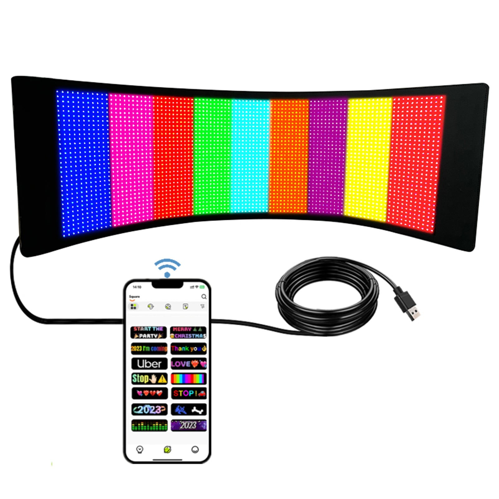 Outoloxit LED Car Sign, 26.4''x8.6''Flexible LED Matrix Panel USB 5V ...