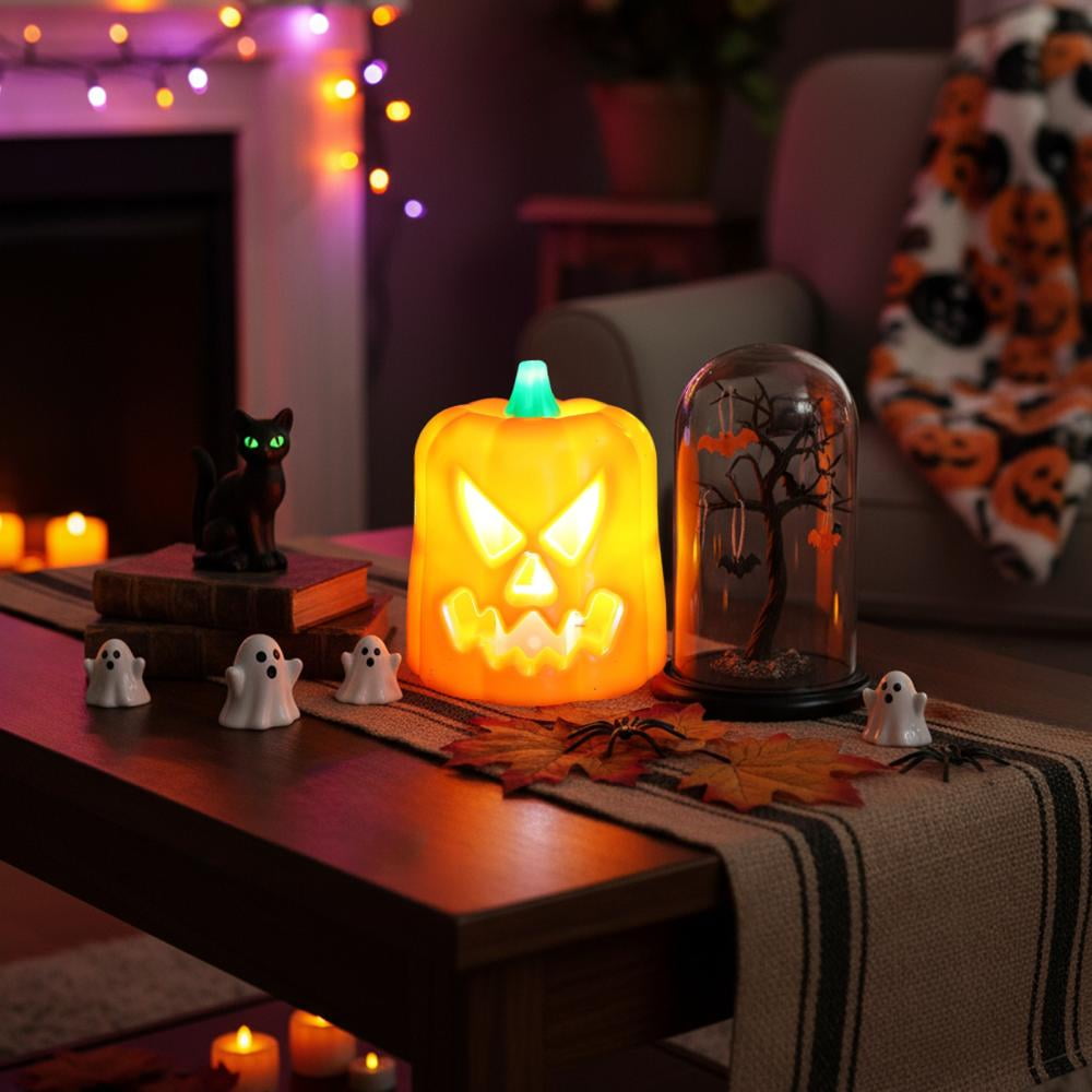 Outoloxit LED Pumpkin Light with Flickering Flameless Candle ...