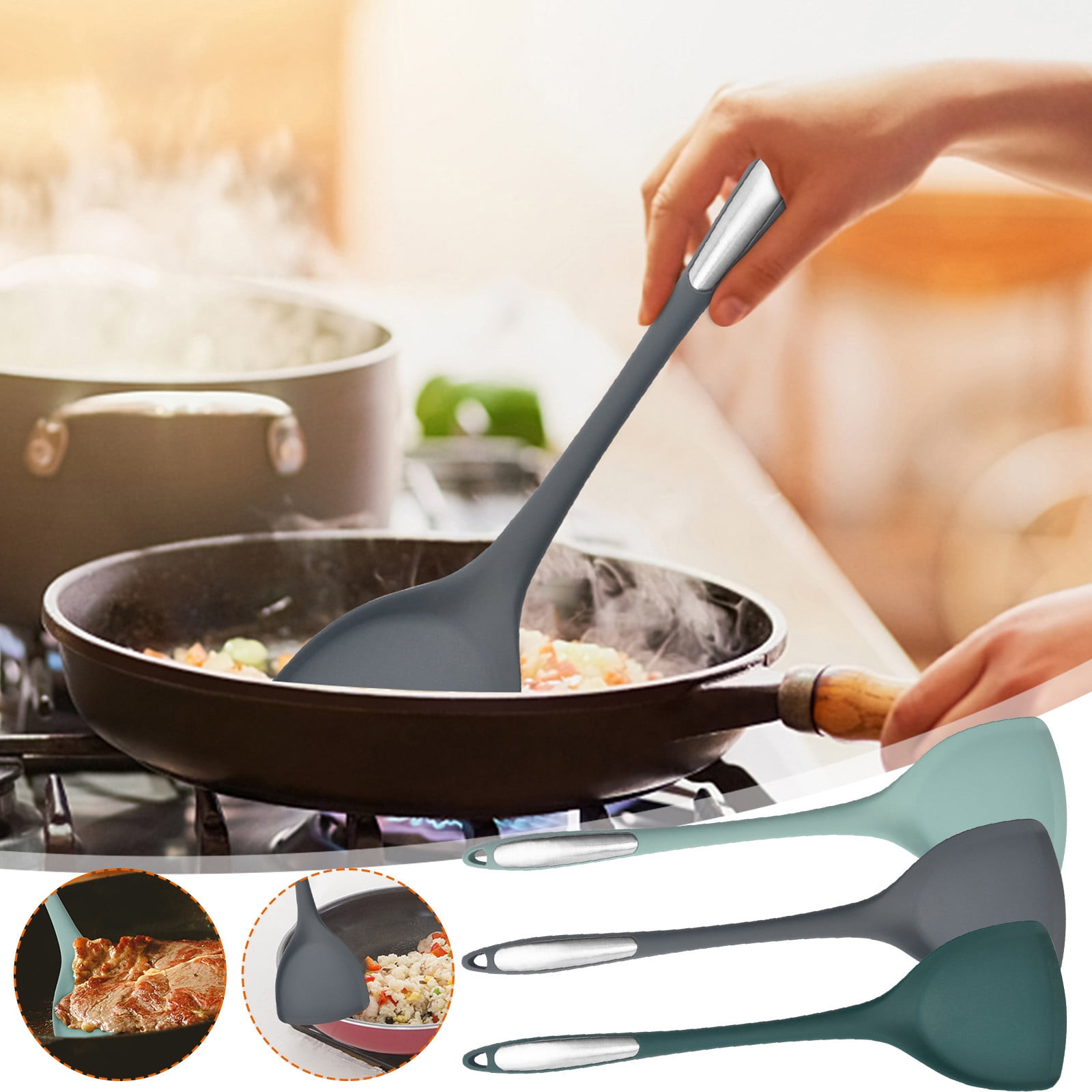Outoloxit Silicone Spatula for Non-Stick Cookware, Heat Resistant ...