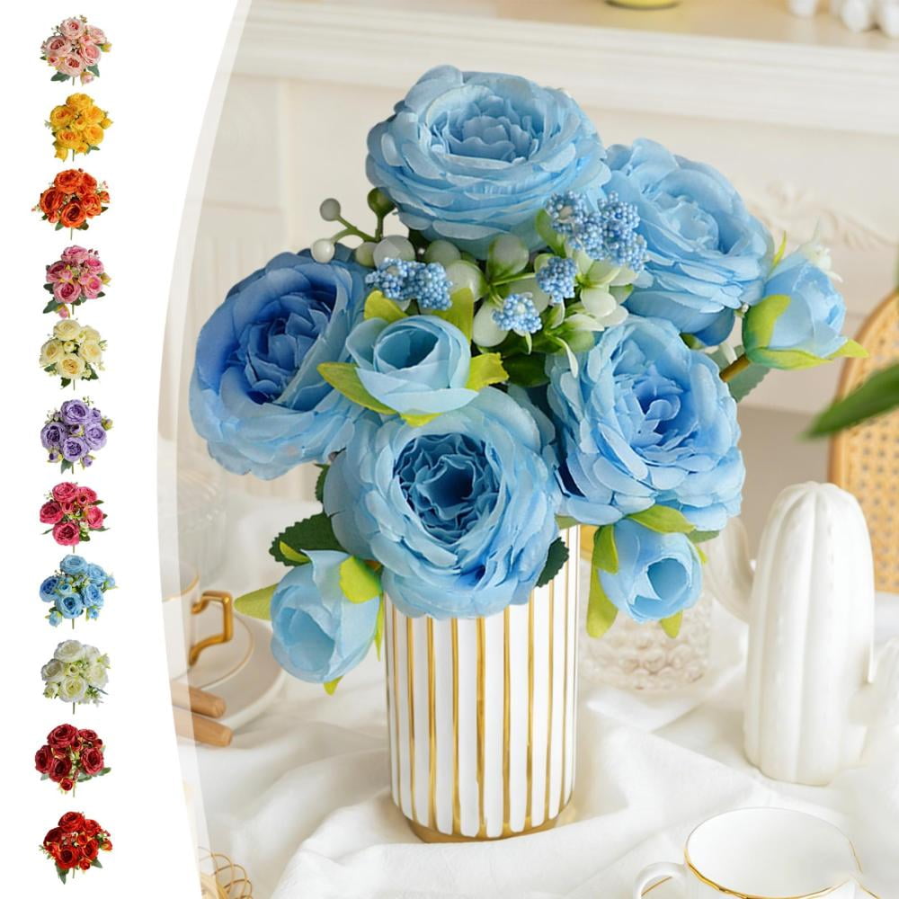 Outoloxit Simulated Silk Rose Bouquet with 5 Branches, Hyper-Realistic ...