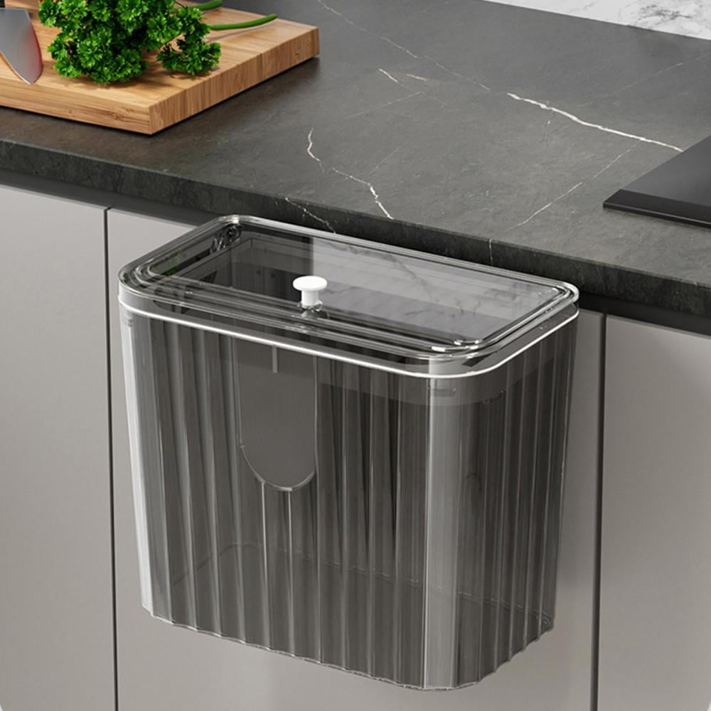 Outoloxit Small Trash Can, Wall Mounted Bin Slide Lid Household Kitchen ...