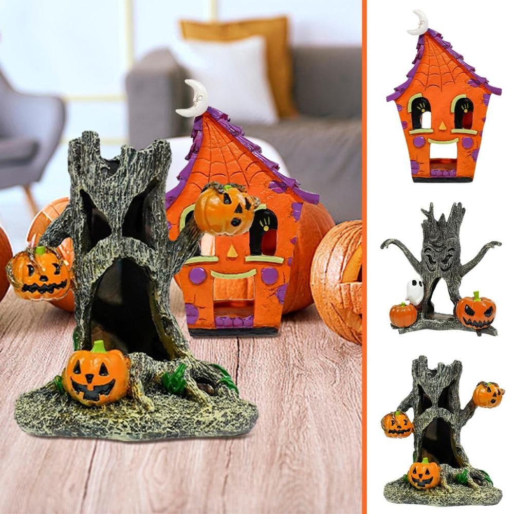 Outoloxit Spooky Halloween Fish Tank Decor Resin Pumpkin Tree Aquarium ...