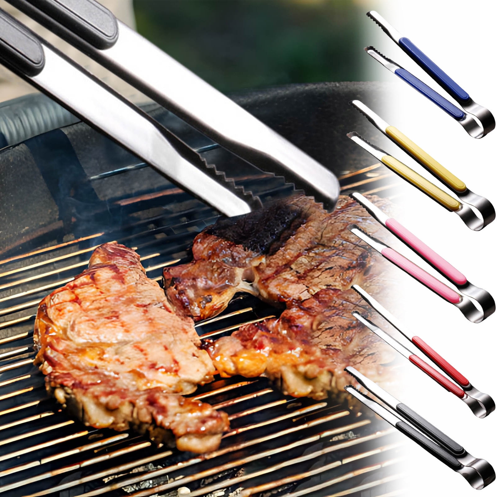 Outoloxit Stainless Steel BBQ Tongs 10 Inches for Grilling, Locking ...
