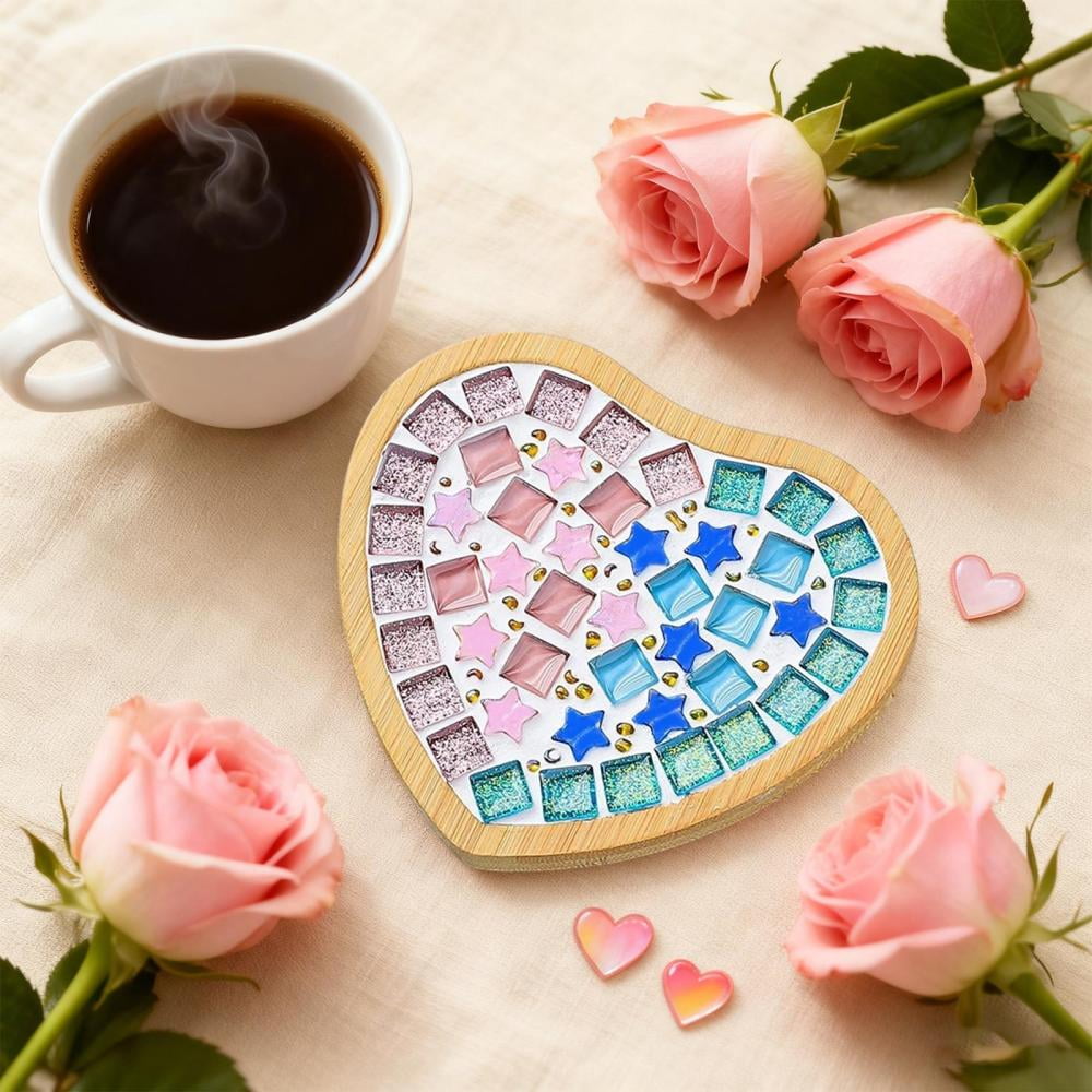 Outoloxit Valentines Day Mosaic Kit - DIY Coaster Making Kit, Complete ...