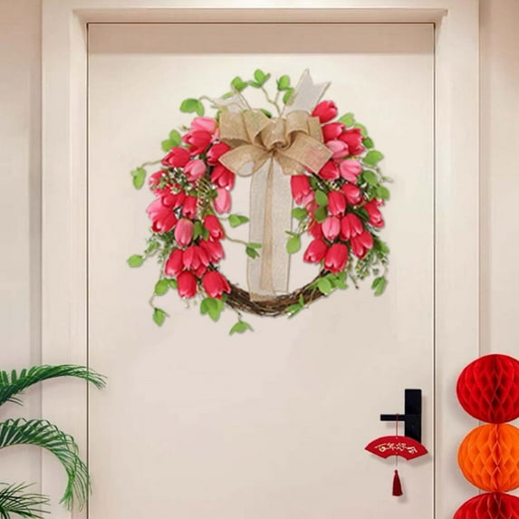 Outoloxit Valentines Wreath Mesh Heart Shaped Decorative for Front Door ...