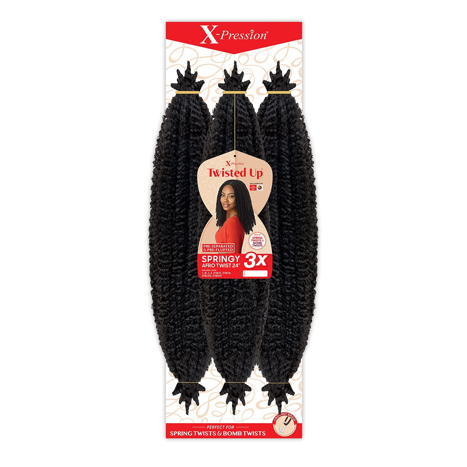 Outre Crochet Braids X-Pression Twisted Up 3X Springy Afro Twist 24" (3 ...