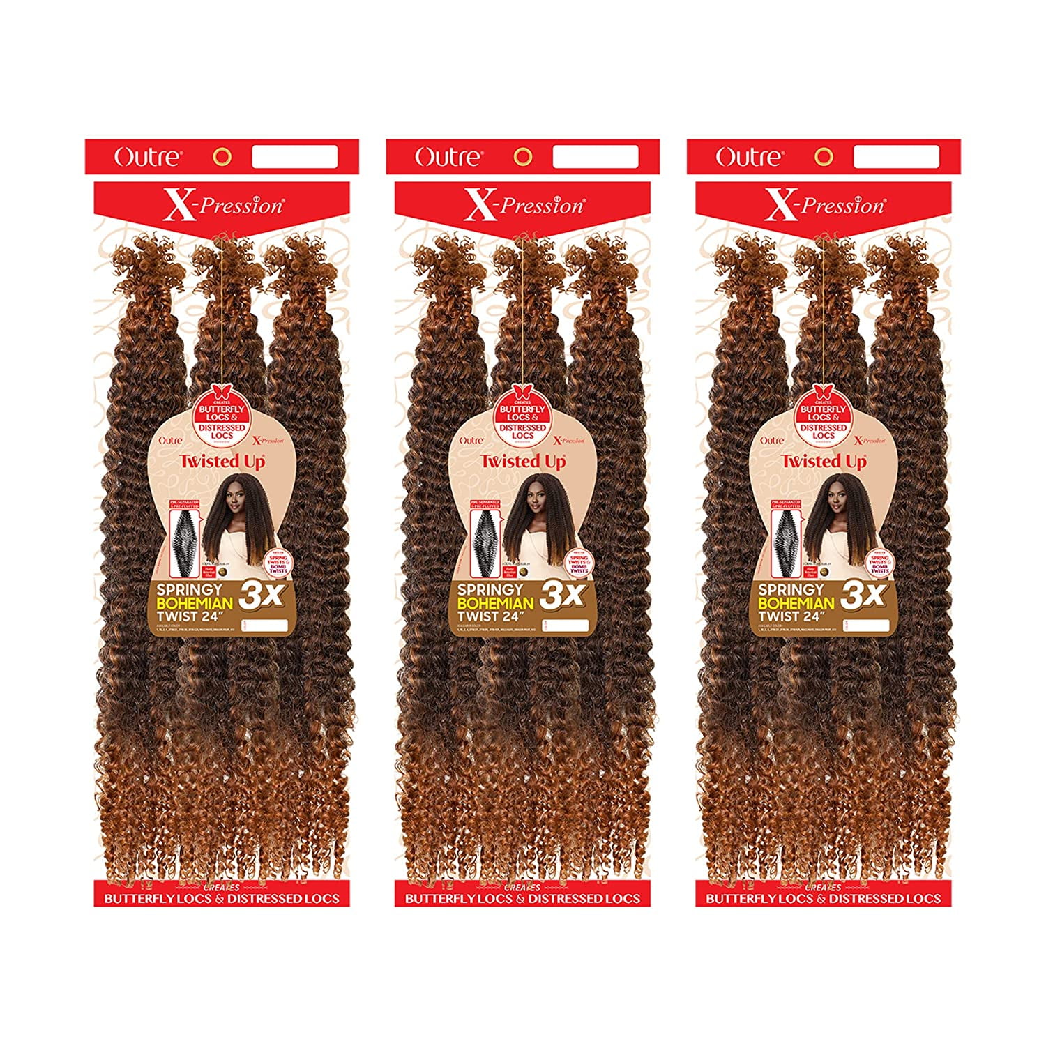 Outre X-Pression Twisted Up 3X SPRINGY BOHEMIAN TWIST 24" (3-Pack ...