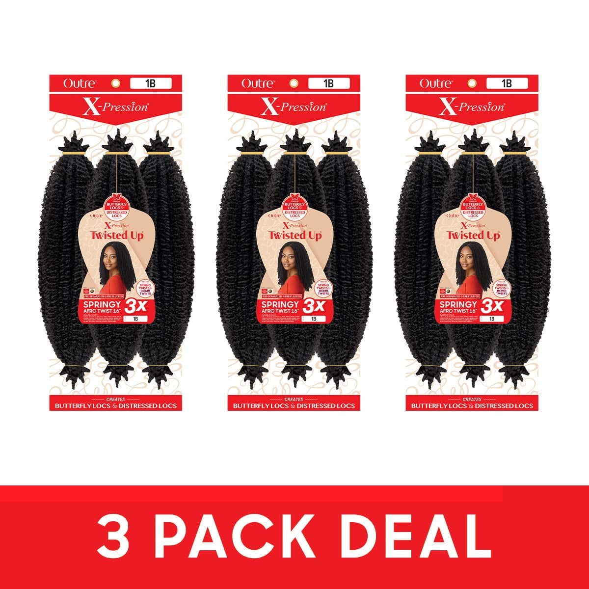 Outre X-Pression - Twisted Up - Springy Afro Twist 16" 3X 3 Packs ...