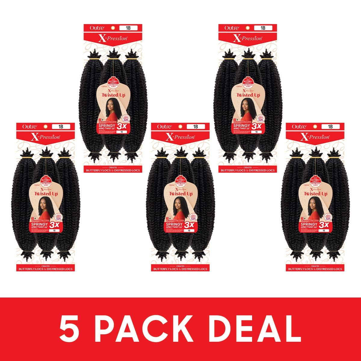 Outre X-Pression - Twisted Up - Springy Afro Twist 16" 3X 5 Packs (SNBI ...