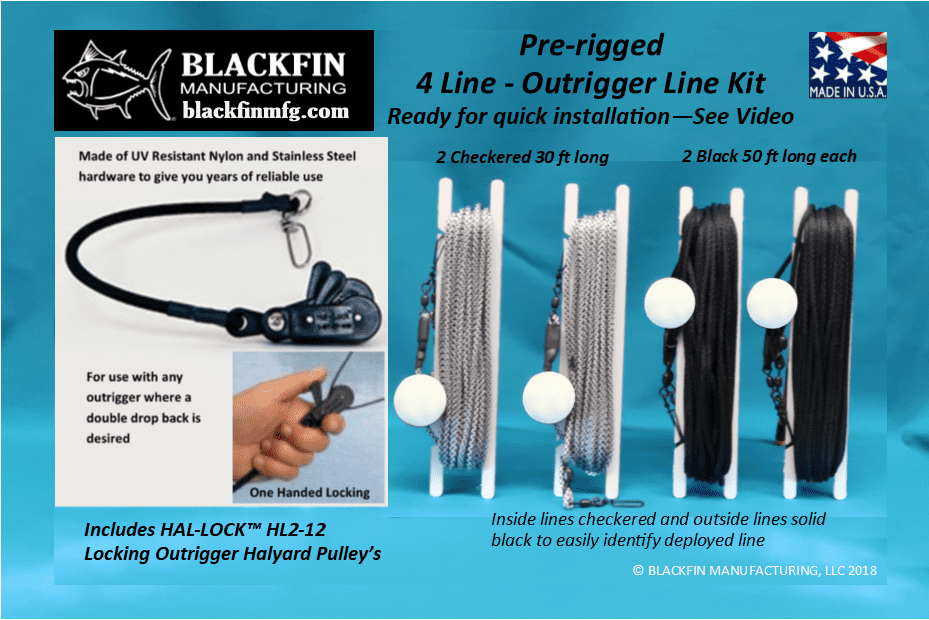 Outrigger Line Kit Pre-rigged 4 Line Set w/ Two HAL-LOCK™ HL2-12 ...