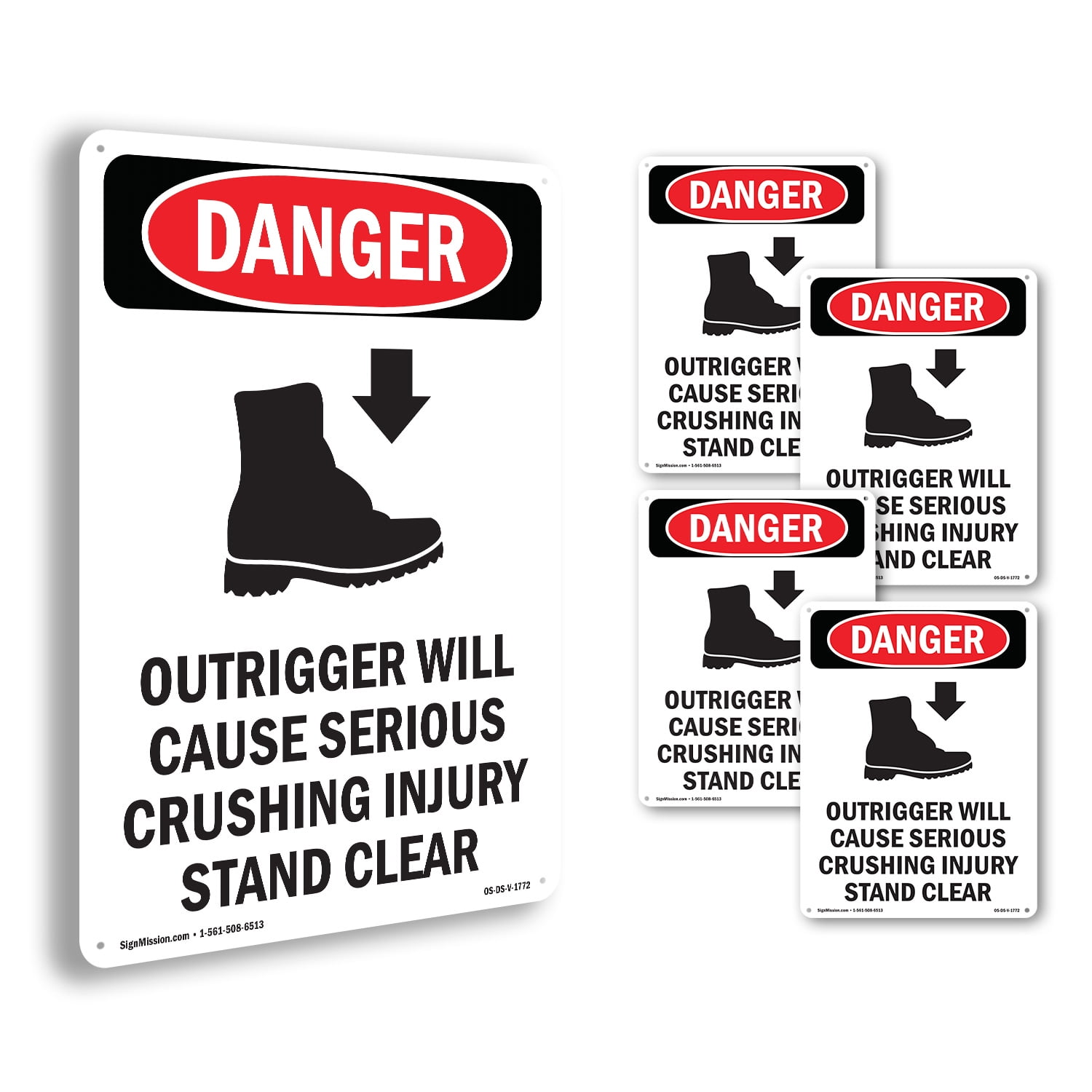 Outrigger Will Cause OSHA Danger Rigid Plastic Sign 14 Inch x 10 Inch ...