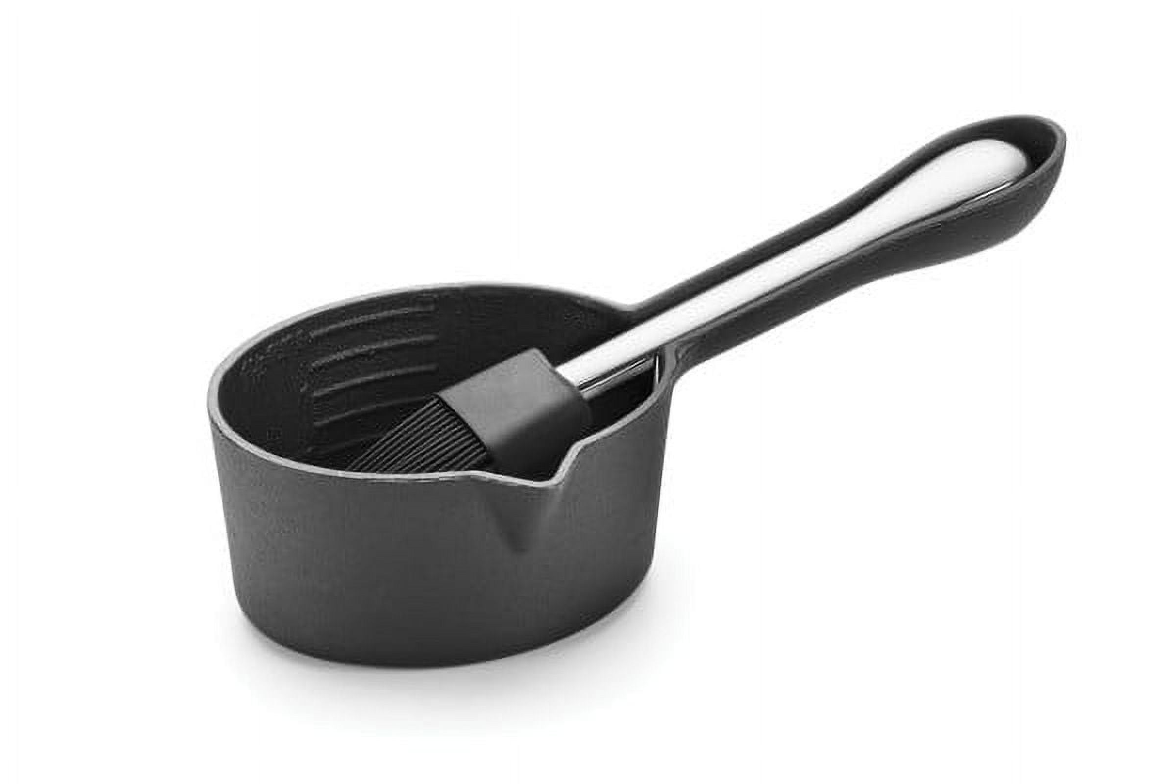 Outset Cast Iron Sauce Pot with Nesting Silicone Basting Brush For ...