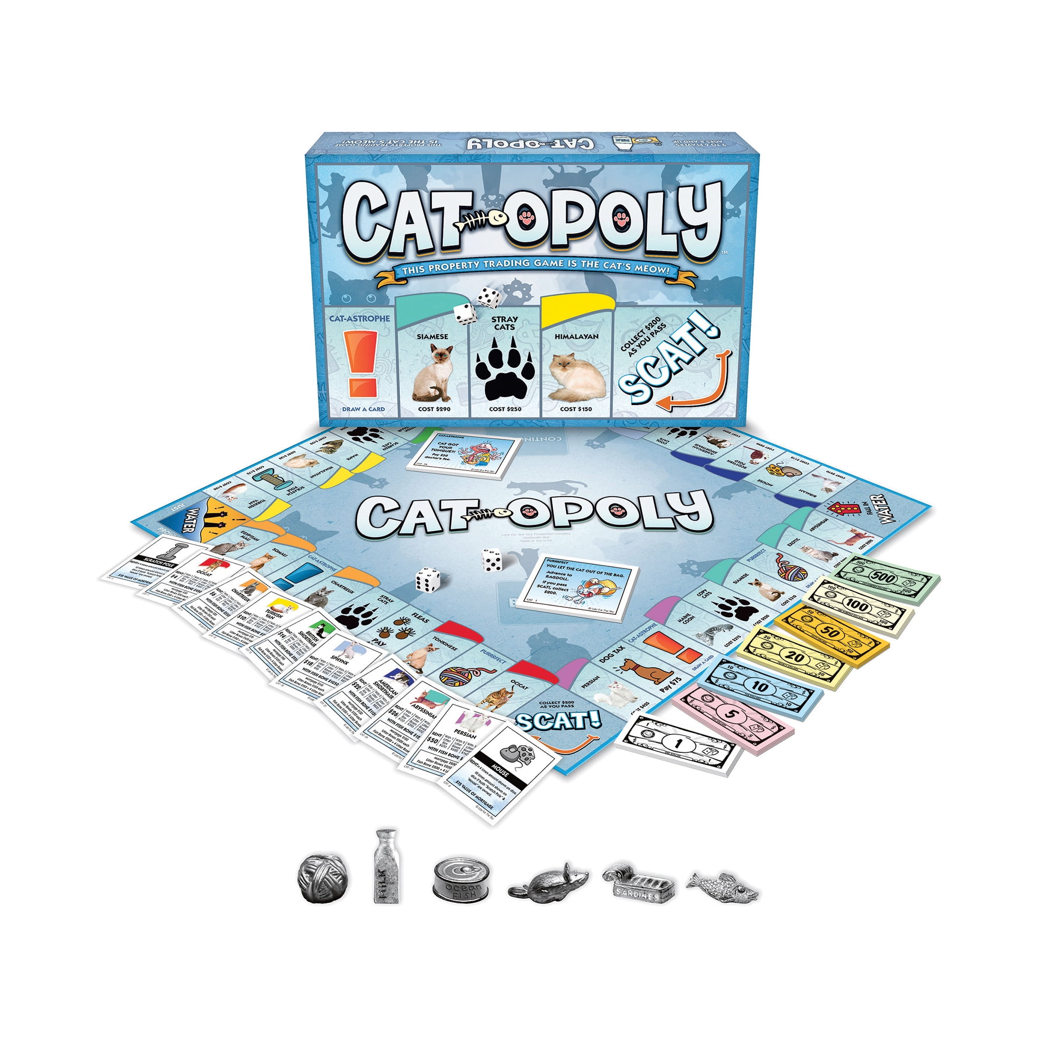 Outset Media Cat-Opoly Board Game, Fun Feline Property Trading Game for ...