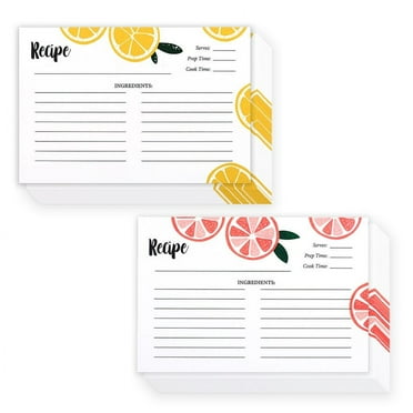 Recipe Cards Lined with Blue and White Design 4" X 6" Double-Sided ...