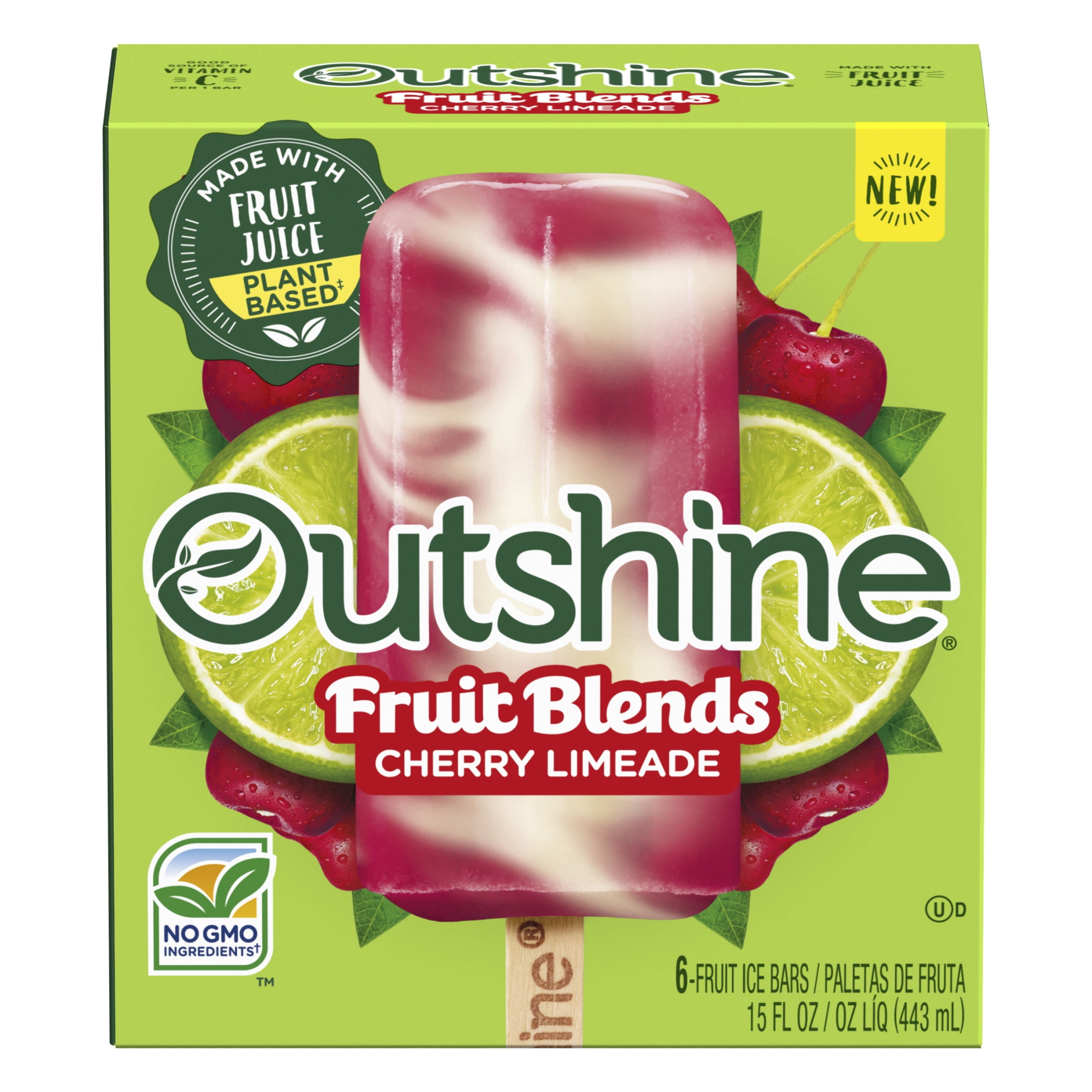 Outshine Cherry Limeade Fruit Blends Frozen Fruit Bars, 6 Count ...