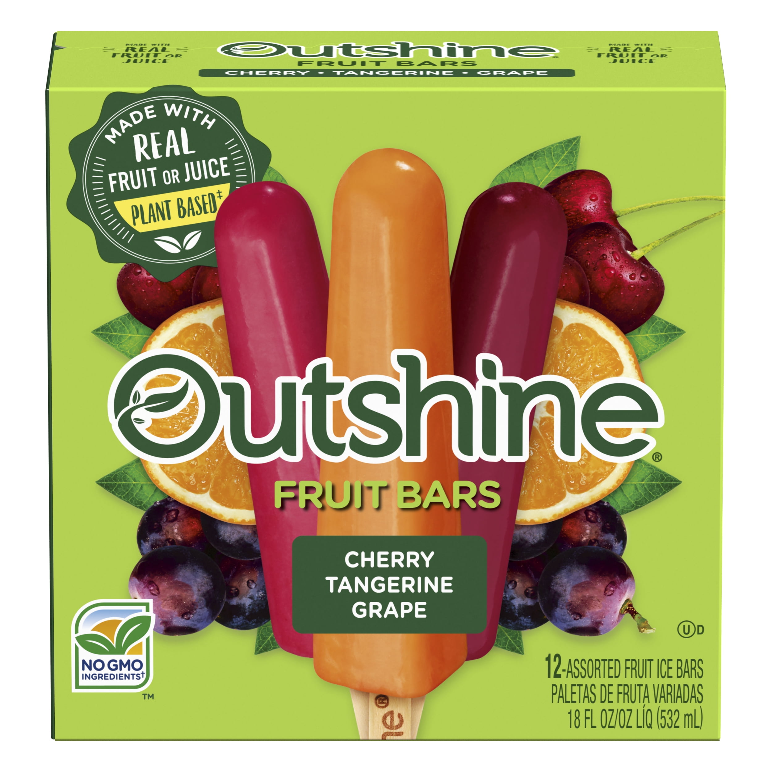 Outshine Cherry, Tangerine, Grape Fruit Popsicle Bars, 12 count, 18 fl oz - Walmart.com