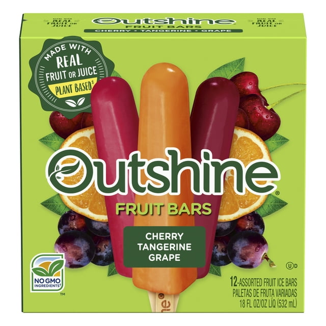 Outshine Cherry, Tangerine, Grape Fruit Popsicle Bars, 12 count, 18 fl ...