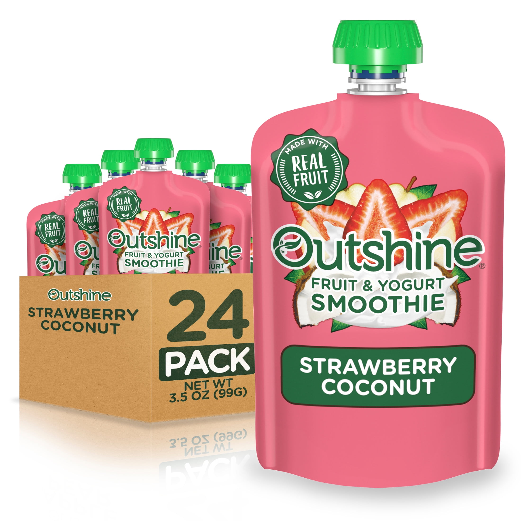 Outshine Fruit and Yogurt On the Go Smoothie Snacks, Strawberry Coconut, 3.5 oz Pouches (24 Pack ...