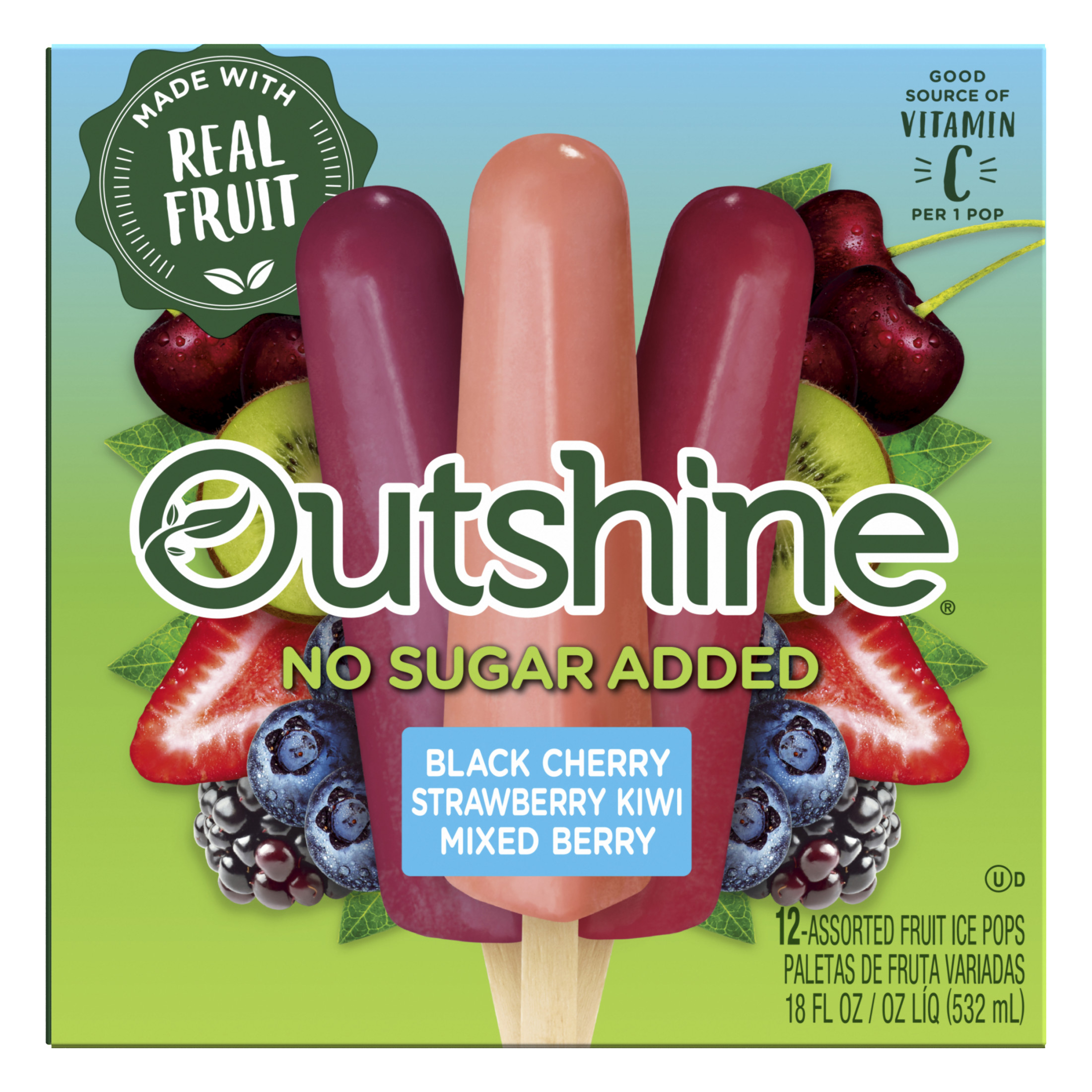 Outshine Pineapple, Watermelon, and Mango Frozen Fruit Pops, Variety ...