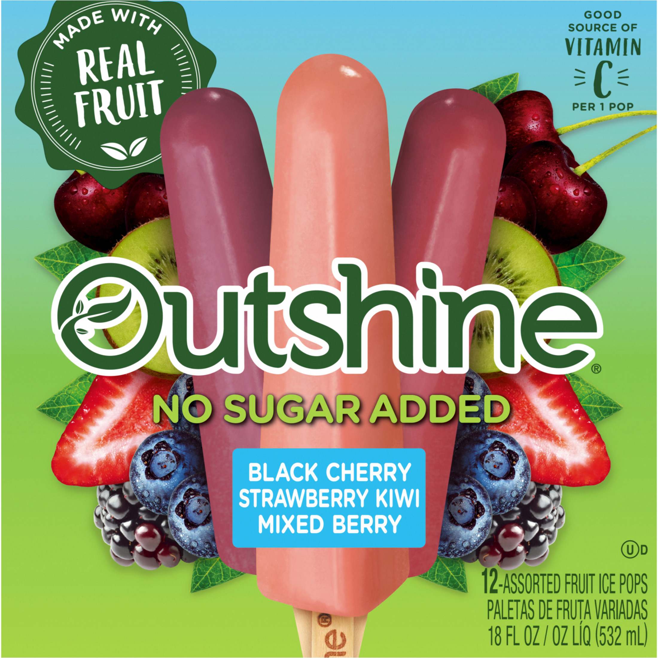 Outshine Strawberry, Tangerine, and Raspberry Frozen Fruit Bars Variety ...