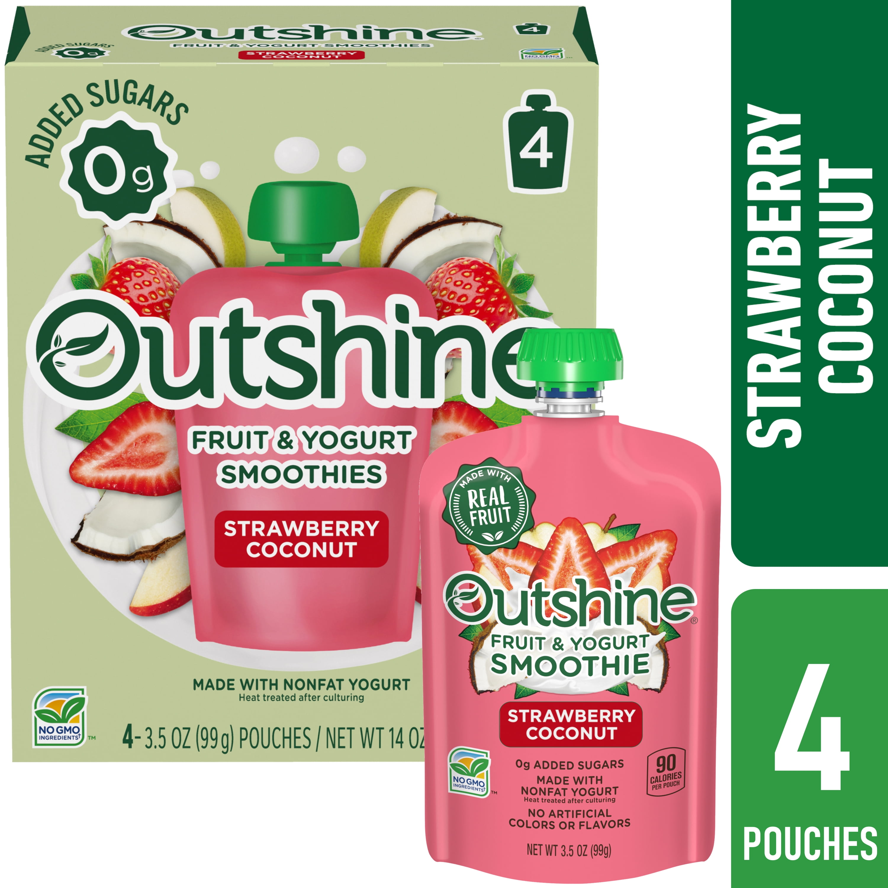 Outshine Fruit Smoothie Pouches, Strawberry Coconut, Liquid, 3.5 oz ...