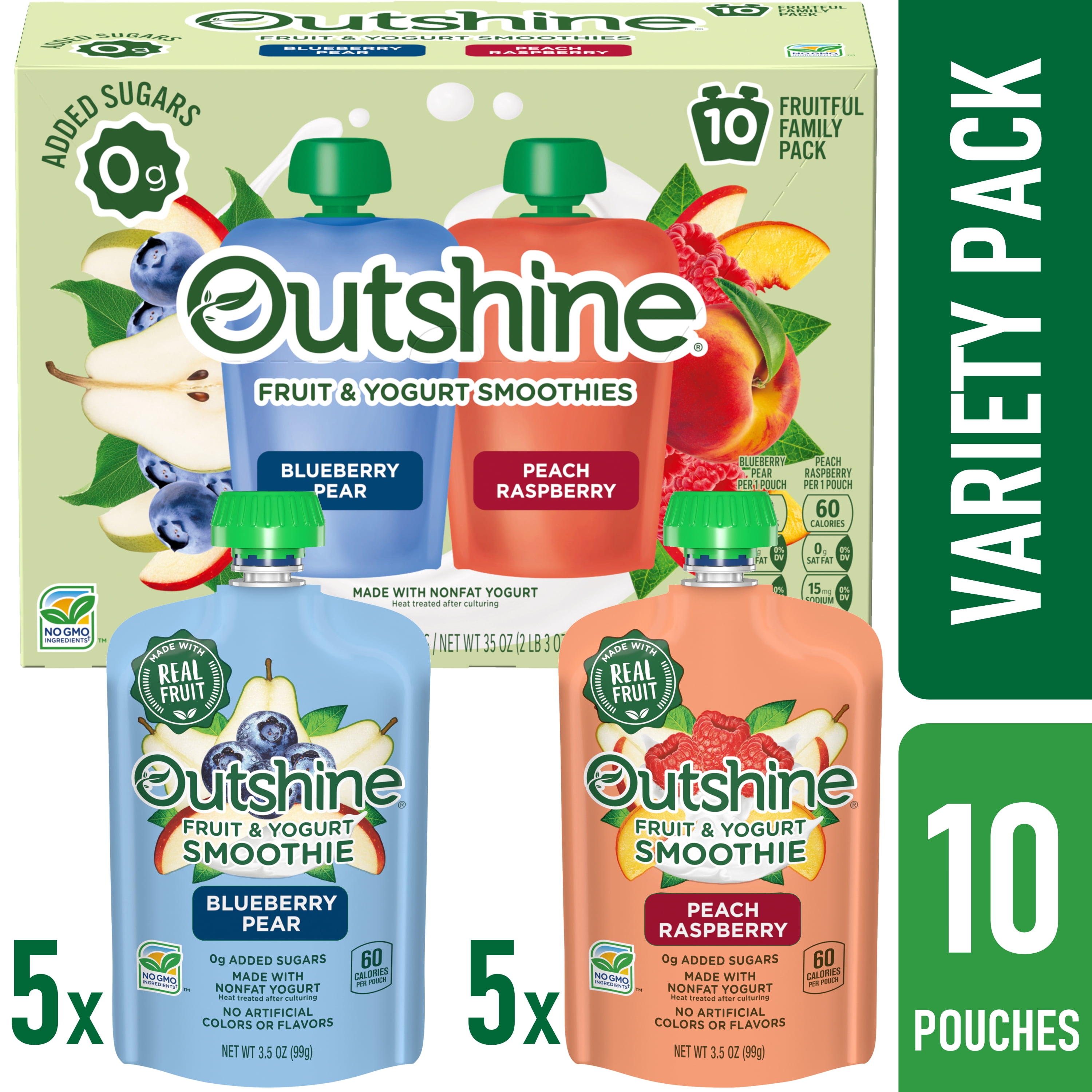 Outshine Fruit Smoothie Pouches, Raspberry Peach & Blueberry Pear ...