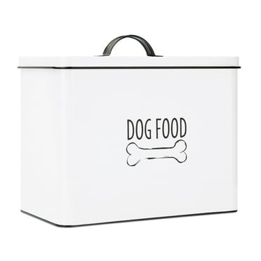Amici Pet, , Buster All Natural Dog Food Large Metal Storage Bin, White ...