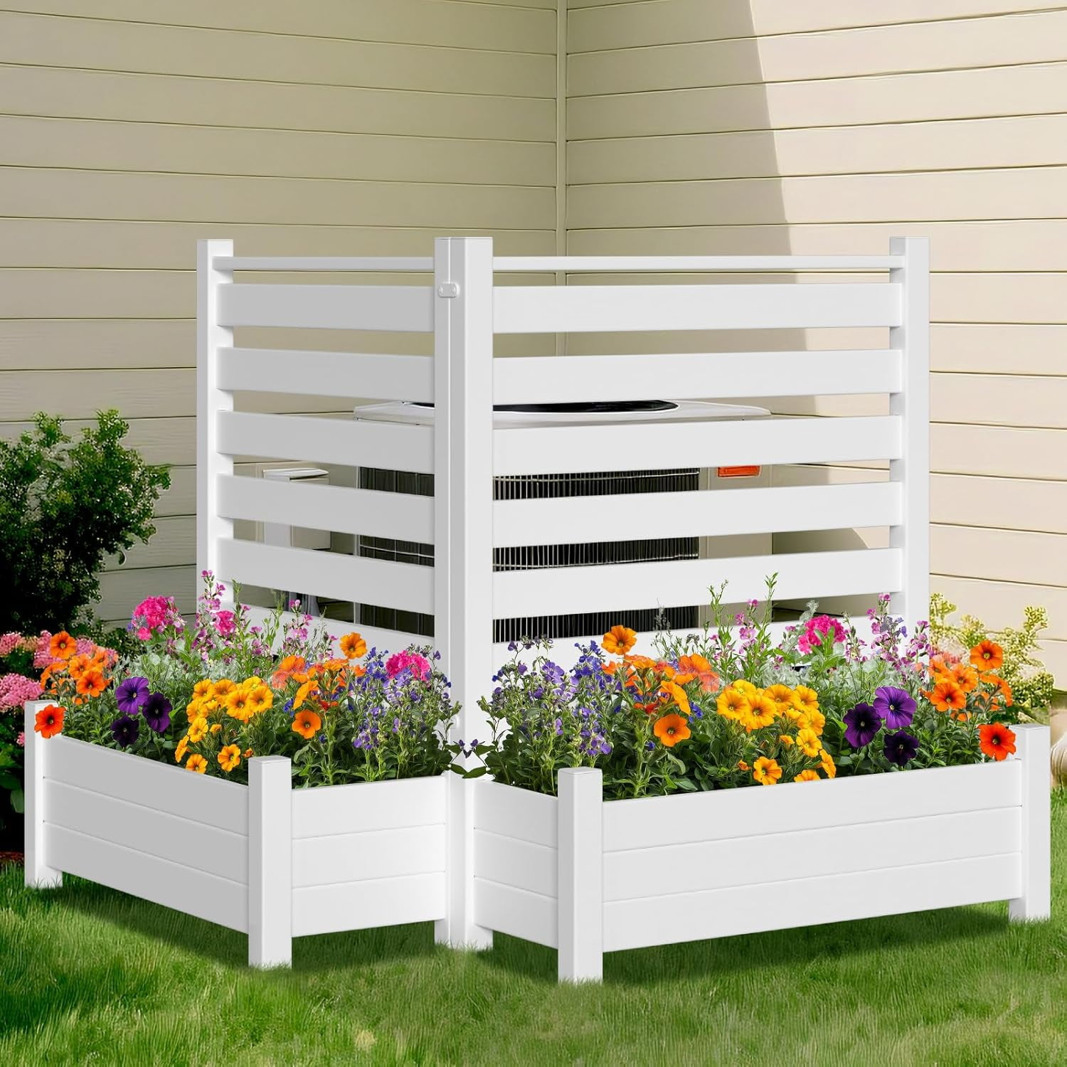 Outside Fence Privacy Screen 2 Panels with Planter Box, 36" W x 45" H ...